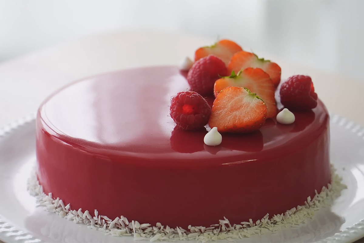 Red Berry Chocolate Mousse Cake with Mirror Glaze