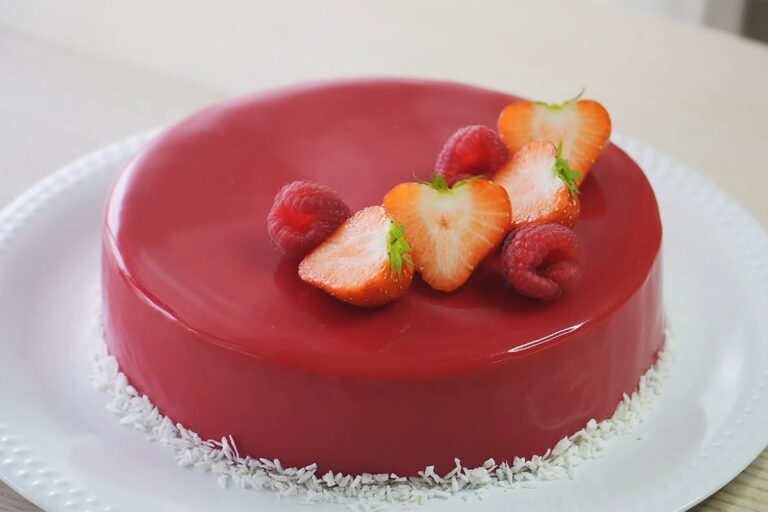 Red Berry Chocolate Mousse Cake with Mirror Glaze