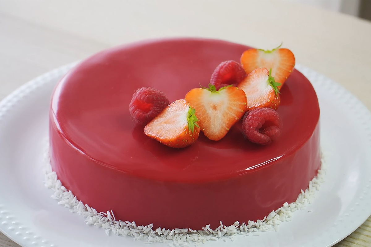 Red Berry Chocolate Mousse Cake with Mirror Glaze